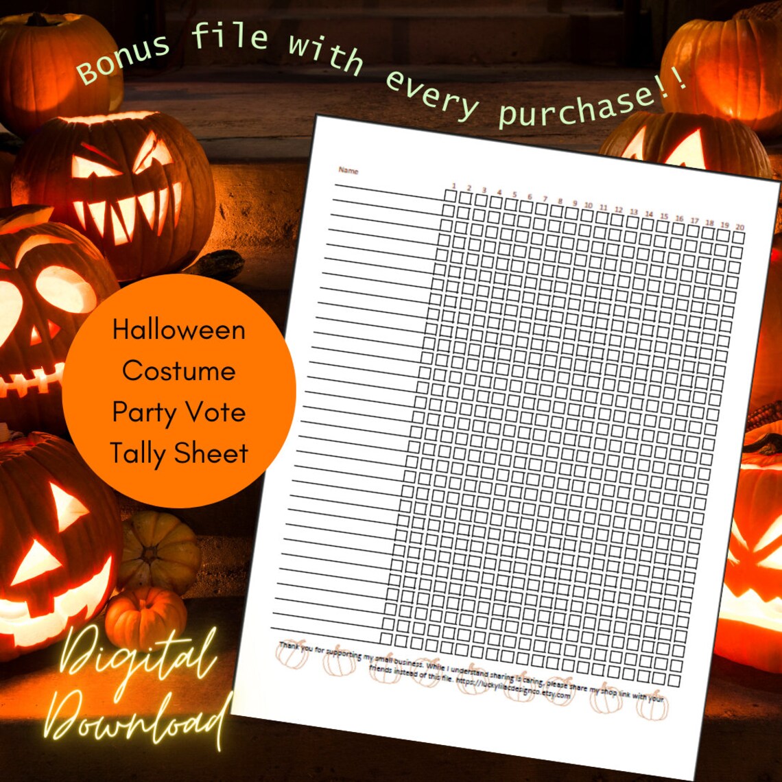 Halloween Costume Party Package (3 Different Voting Ballots and 5 ...