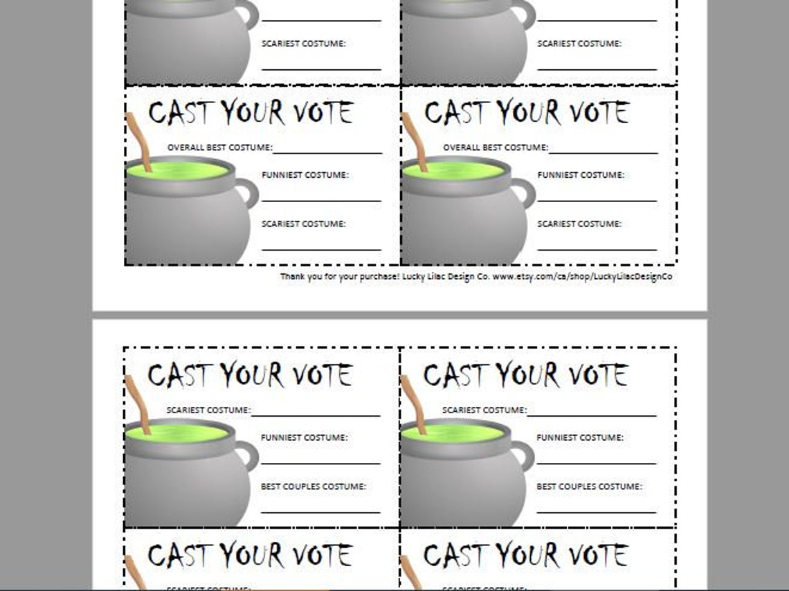 Halloween Costume Party Package (3 Different Voting Ballots and 5 ...