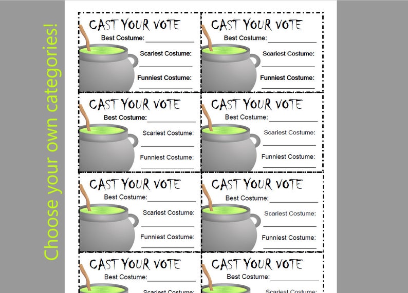 Halloween Party Costume Vote Cards Choose Your Own Categories - Etsy ...