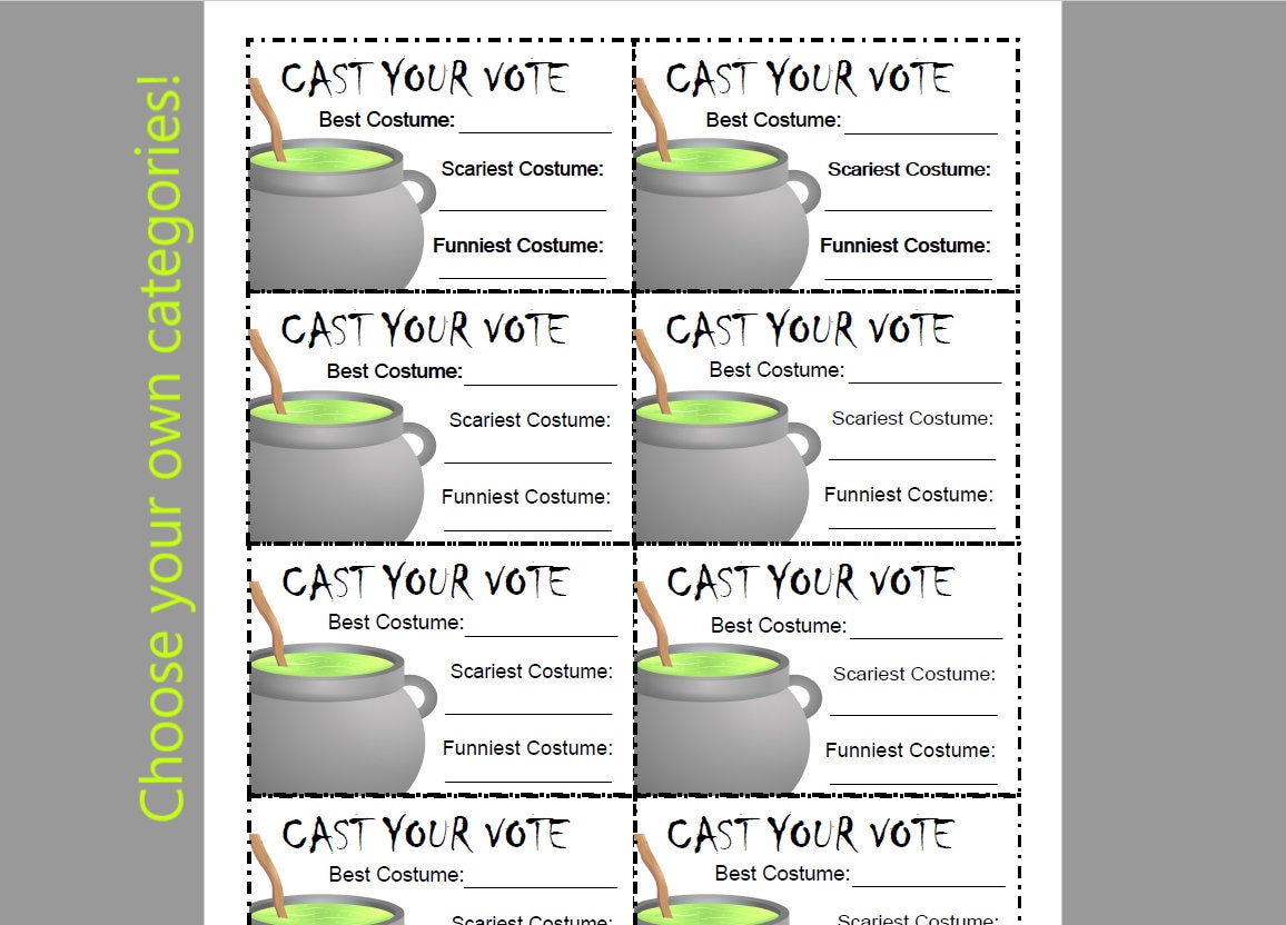 Halloween Party Costume Vote Cards - Choose Your Own Categories - Etsy