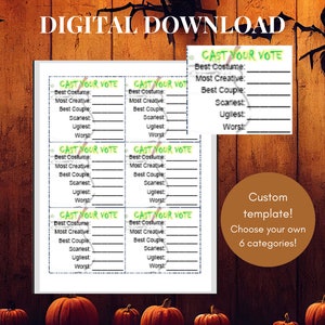 Halloween Party Costume Vote Cards Choose Your Own 6 Categories - Etsy