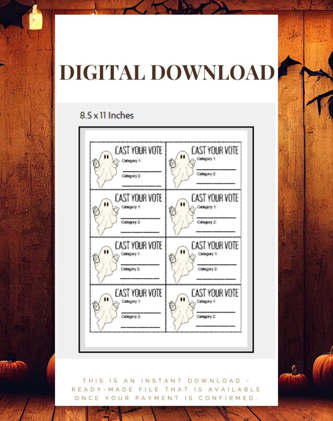 Halloween Party Vote Cards - Ghost Theme PRINT AT HOME - Pick Your Own ...