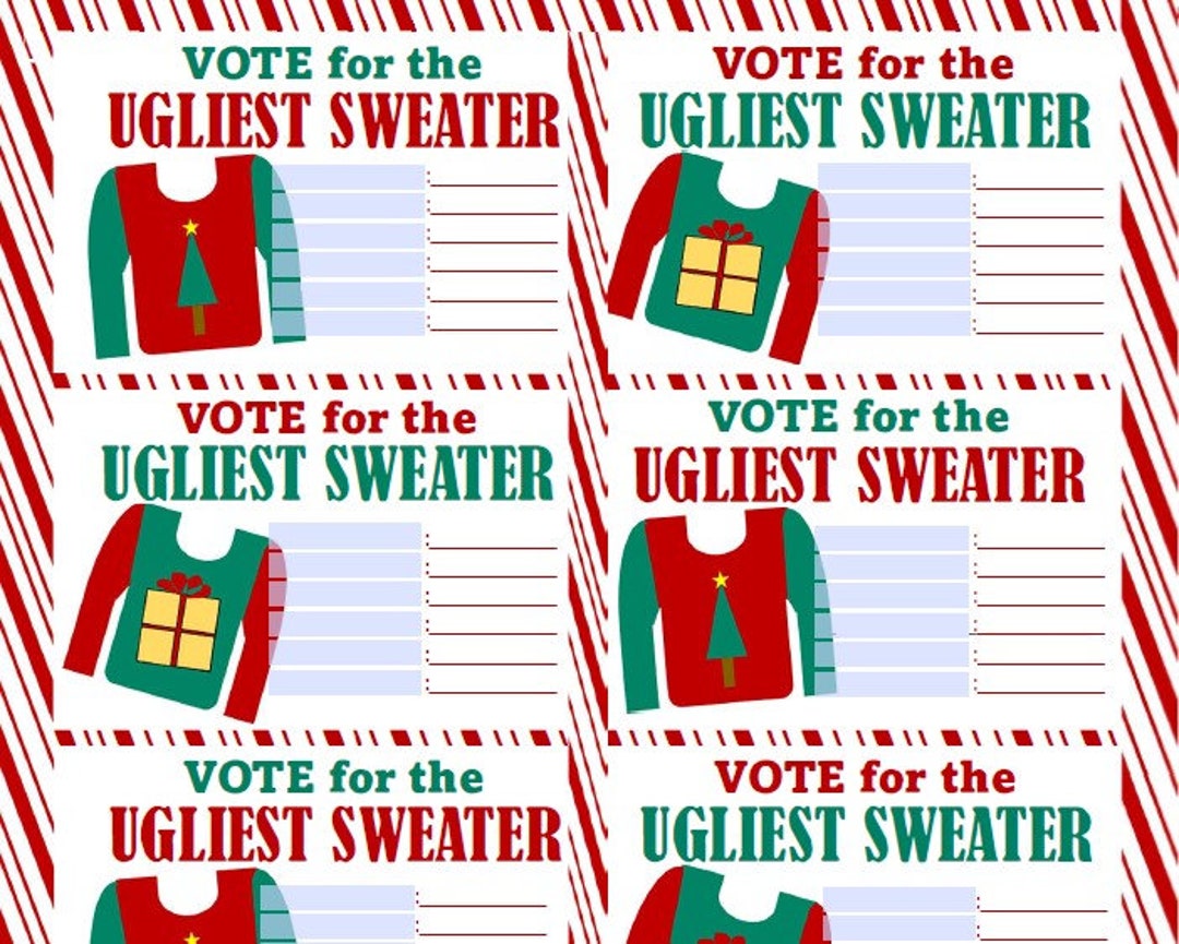 Ugly Sweater Vote Cards Choose Your Own Categories 6 With BONUS Pre ...