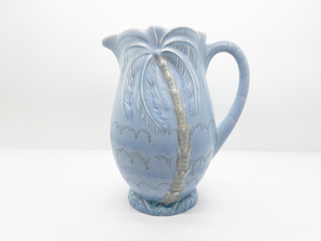 Vintage Beswick Palm Tree Vase - Pottery Pitcher Light Blue - Etsy