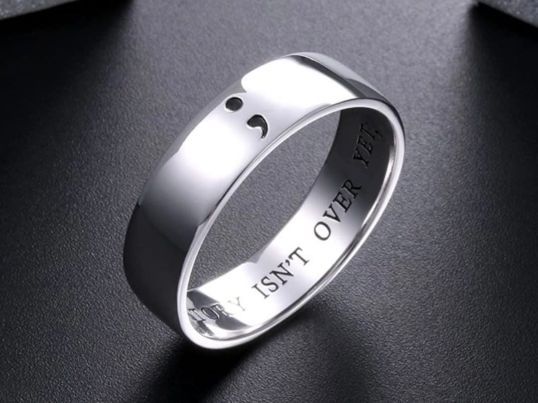 Men's Semicolon Rings, Stainless Steel, Personalised With My Story Isn ...