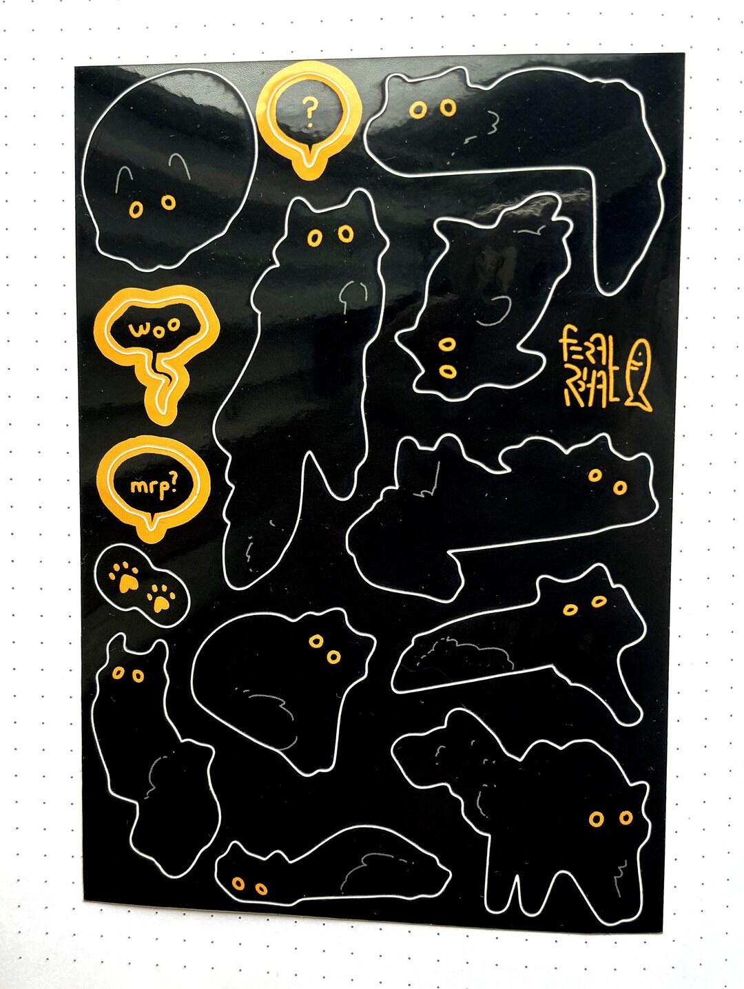 Black Cat Borderless Void Feline Sticker Sheet 4x6in Vinyl - Etsy