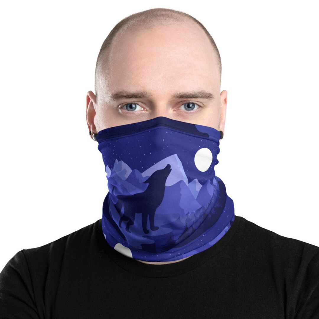 Wild Wolf Moon Wilderness Face Mask | Wolf and Moon Cloth Face Mask ...