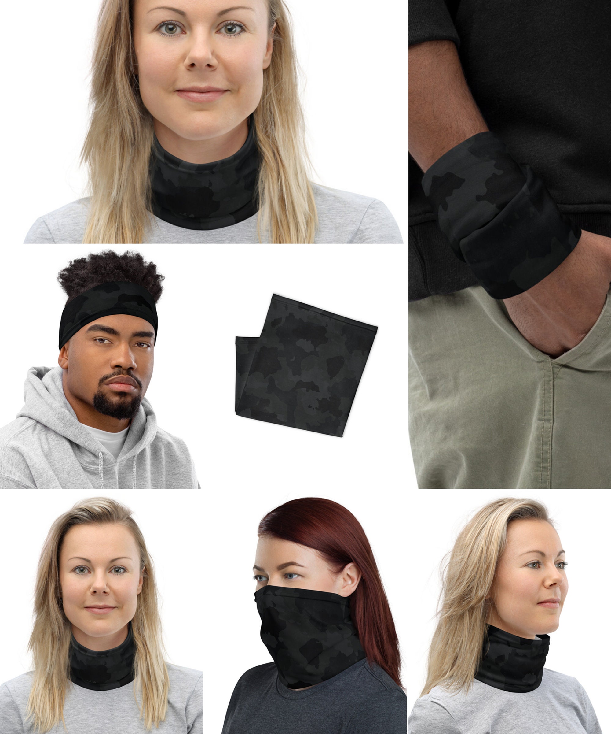 Black Camo Face Mask Night Camouflage Cloth Face Mask - Etsy