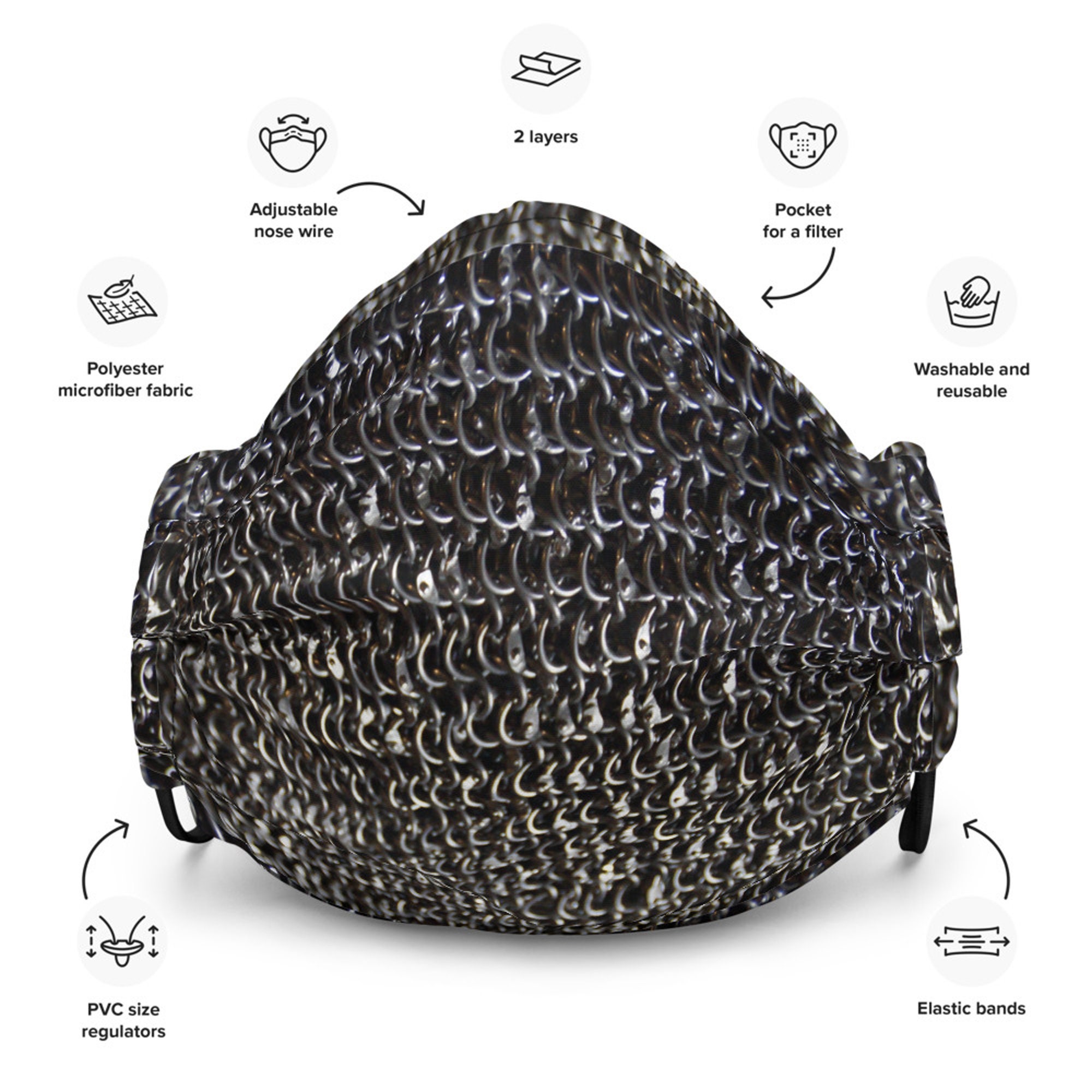 Chainmail Face Premium Mask Medieval Armor Face Mask Knight's Armor ...