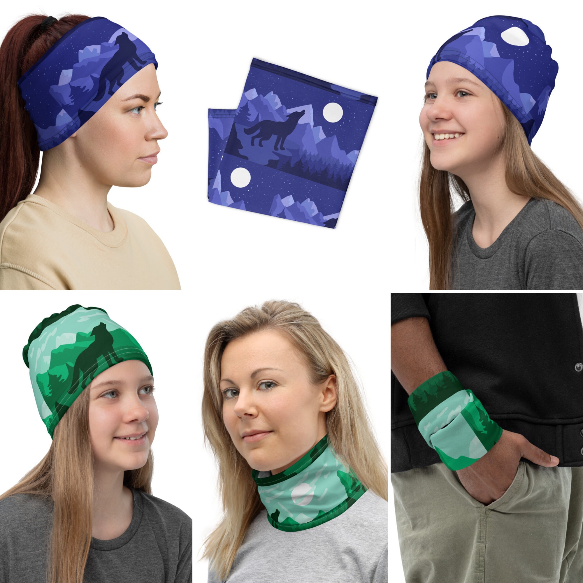 Wild Wolf Moon Wilderness Face Mask Wolf and Moon Cloth Face Mask ...