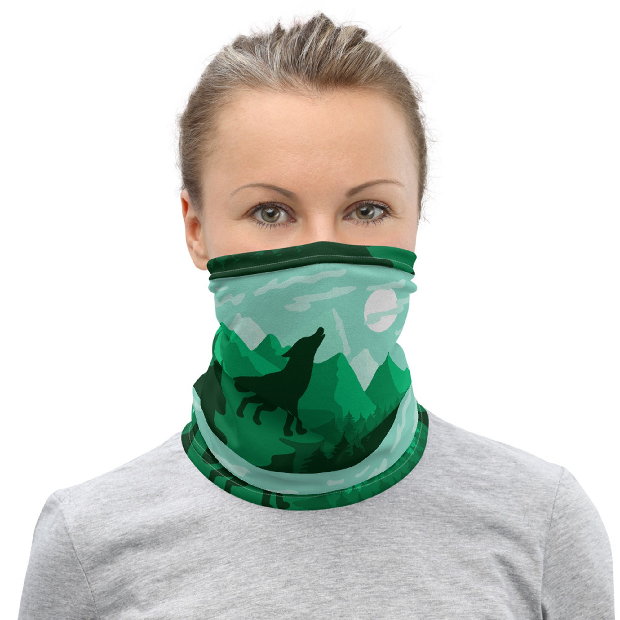 Wild Wolf Moon Wilderness Face Mask Wolf and Moon Cloth Face Mask ...