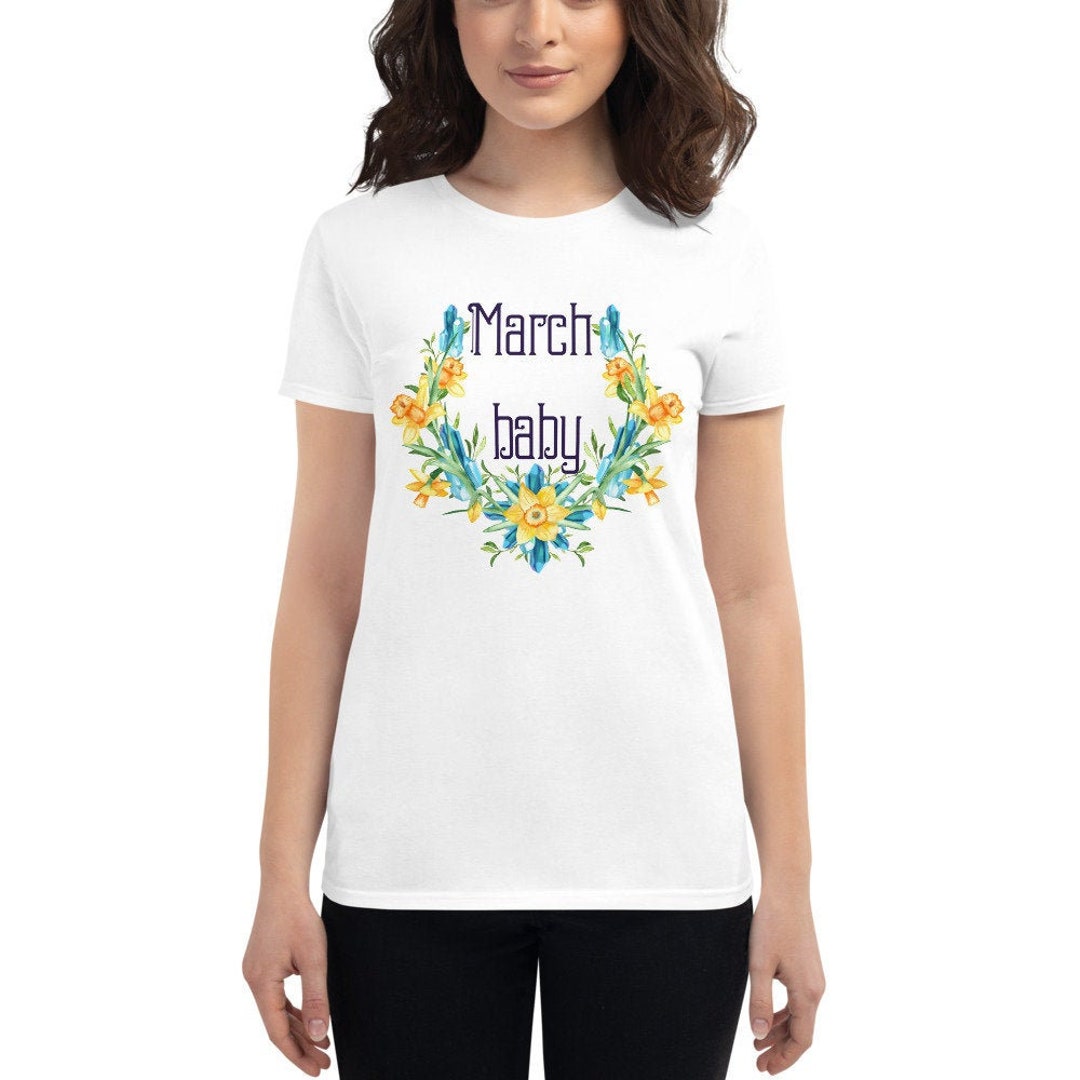 March Baby | March Birthday Shirt | March Birthstone and Flower ...