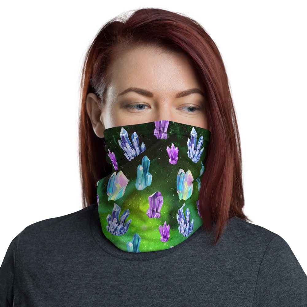Crystal Aura Face Mask | Crystal Clusters Cloth Face Covering | Quartz ...