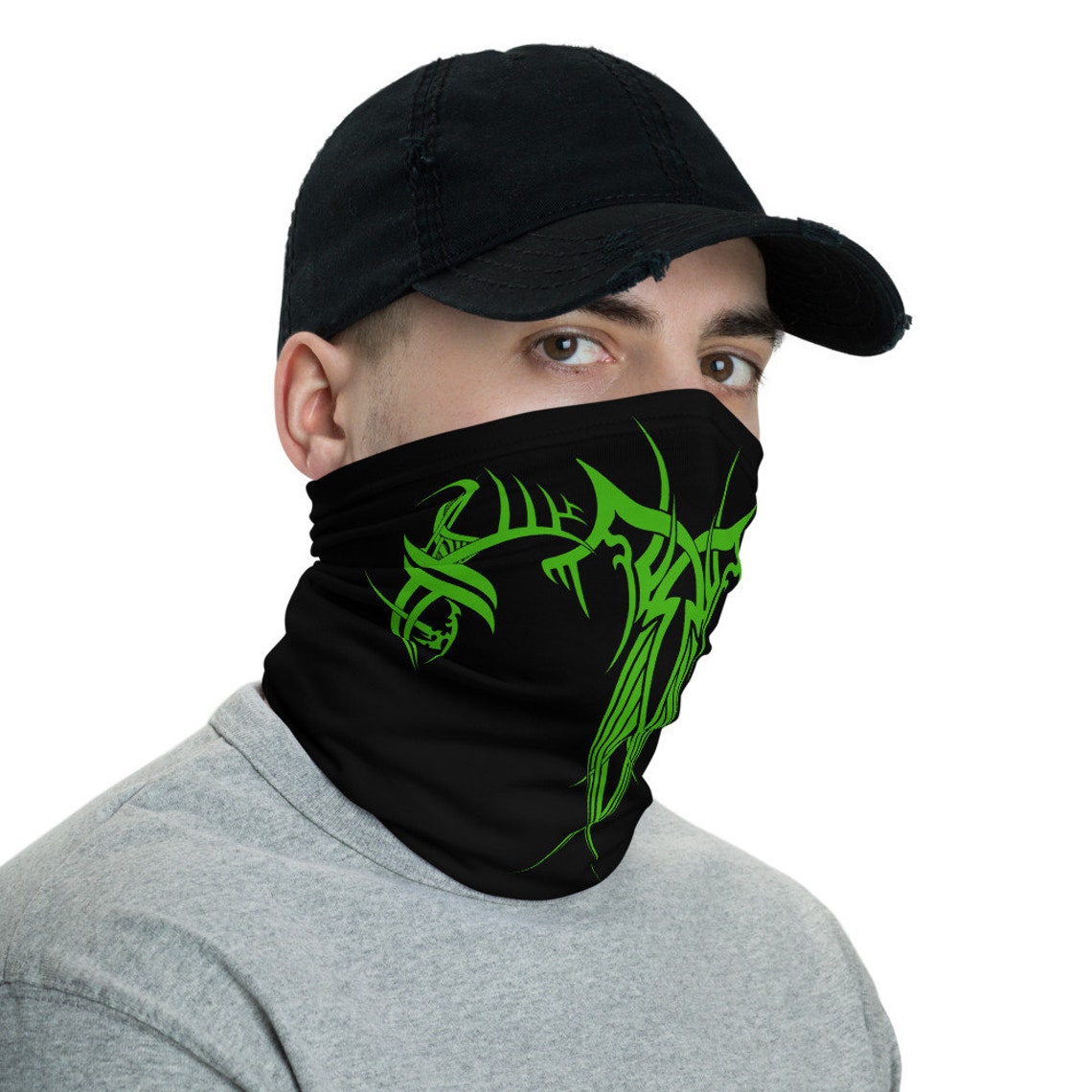 Black + Green Ninja Face Mask | Green +black Cloth Face Mask | Green ...