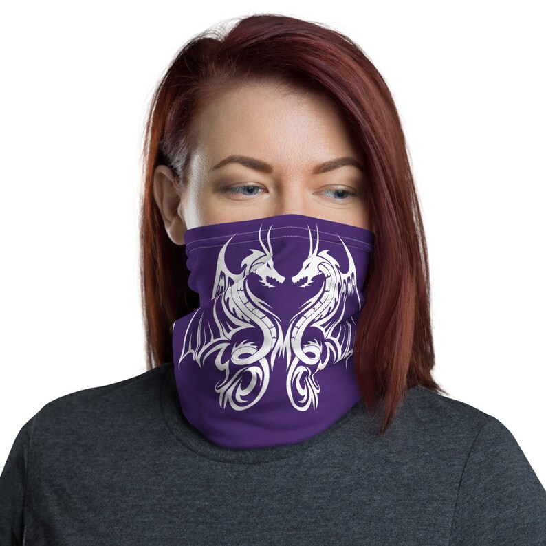 Dragon Queen Face Mask | Double Dragon Cloth Face Covering | White ...