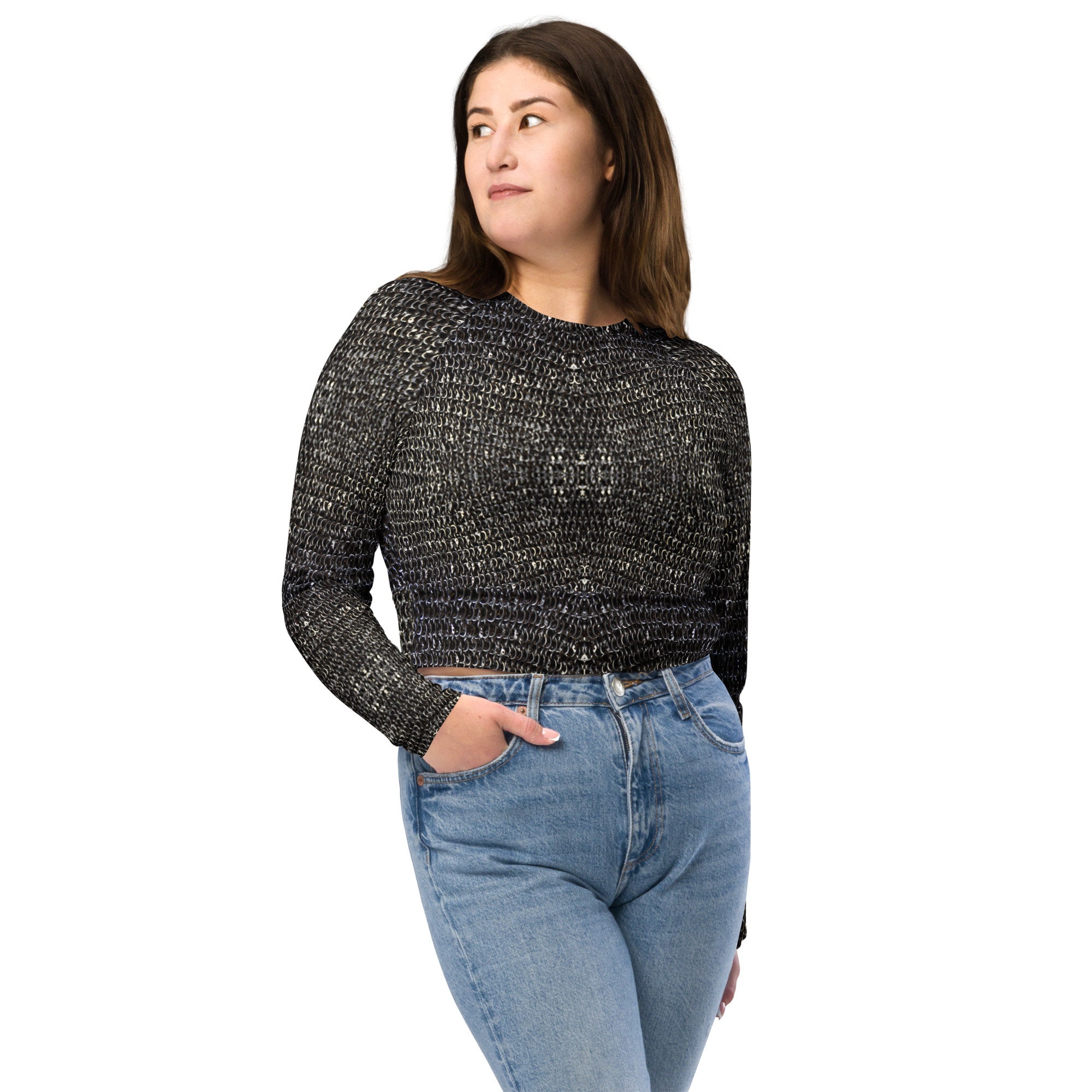 Chainmail Recycled Long-sleeve Crop Top | Medieval Armor Long-sleeve ...