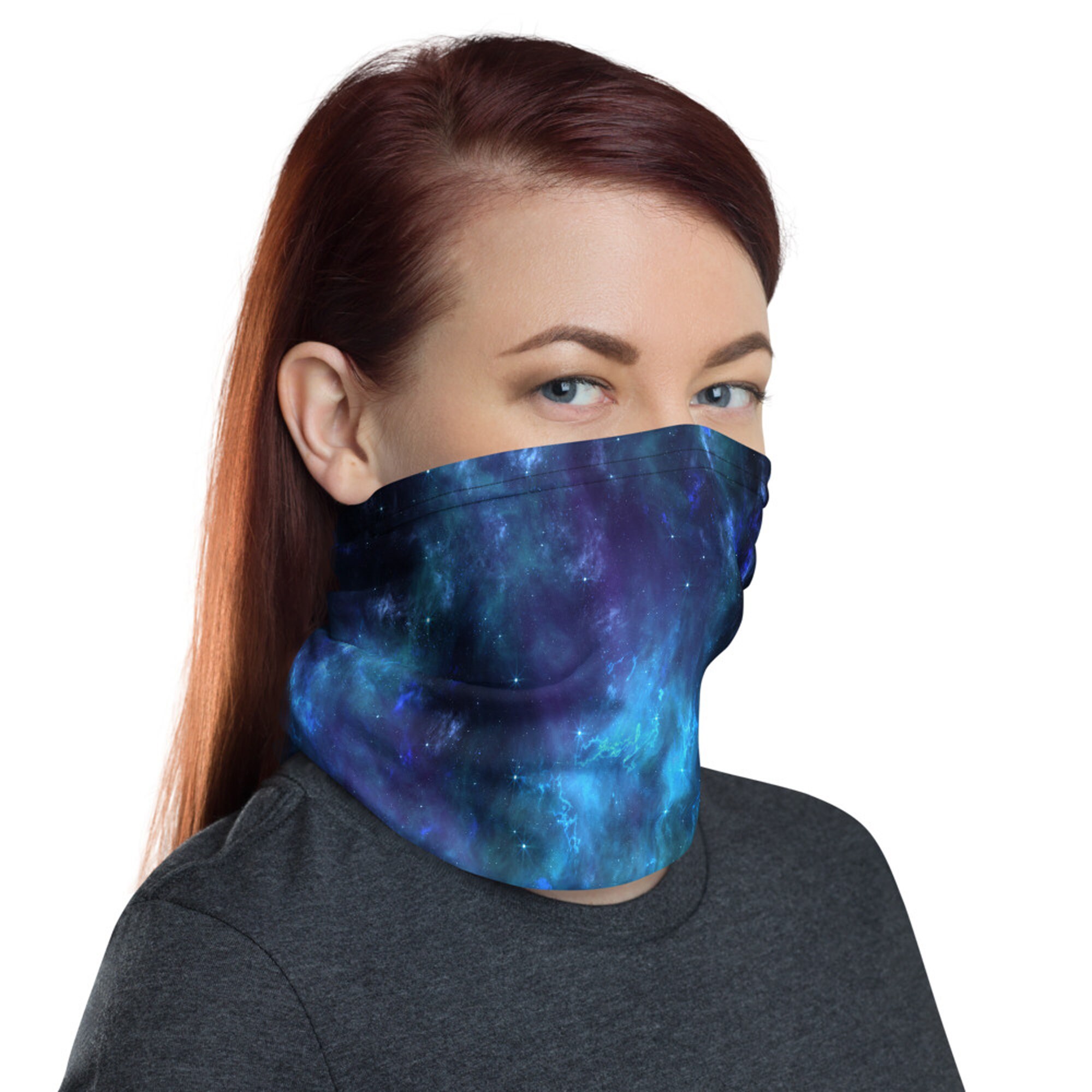 Blue Universe Face Mask Space Cloth Face Mask Blue Galaxy Face Shield ...