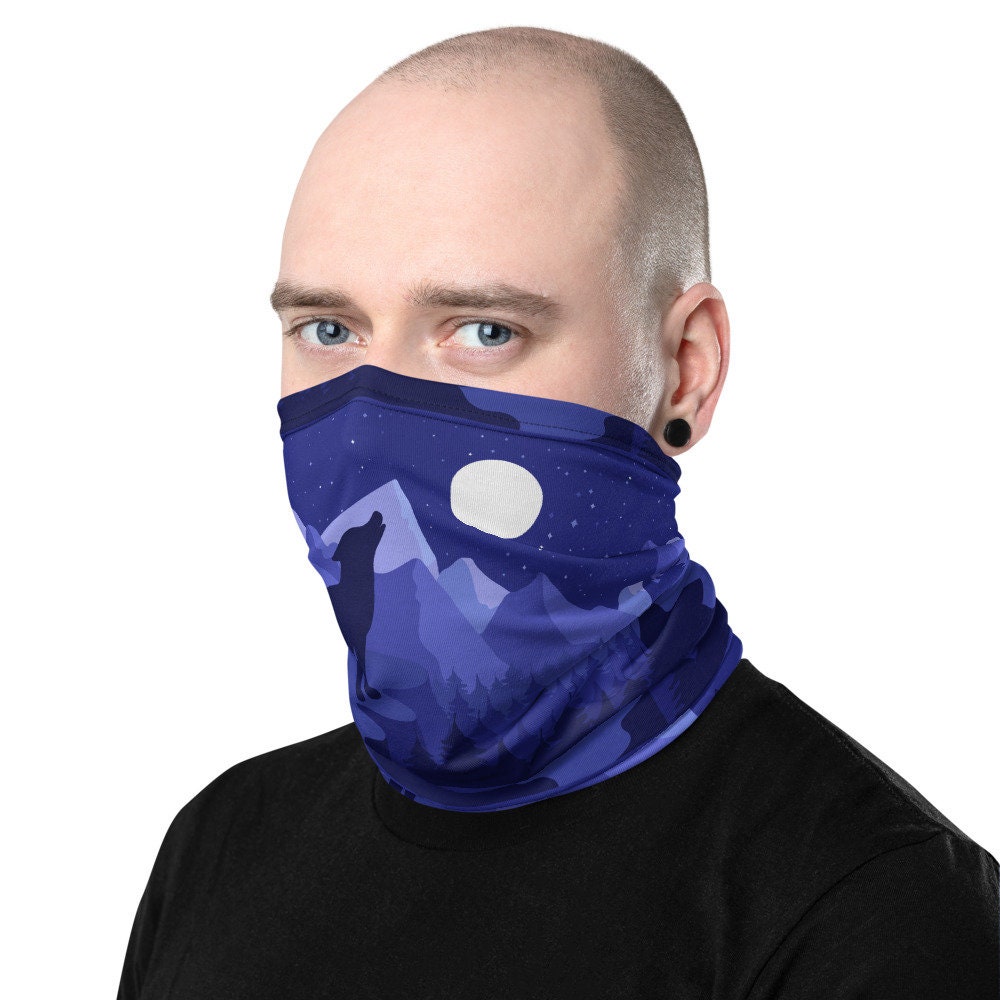 Wild Wolf Moon Wilderness Face Mask Wolf and Moon Cloth Face Mask ...