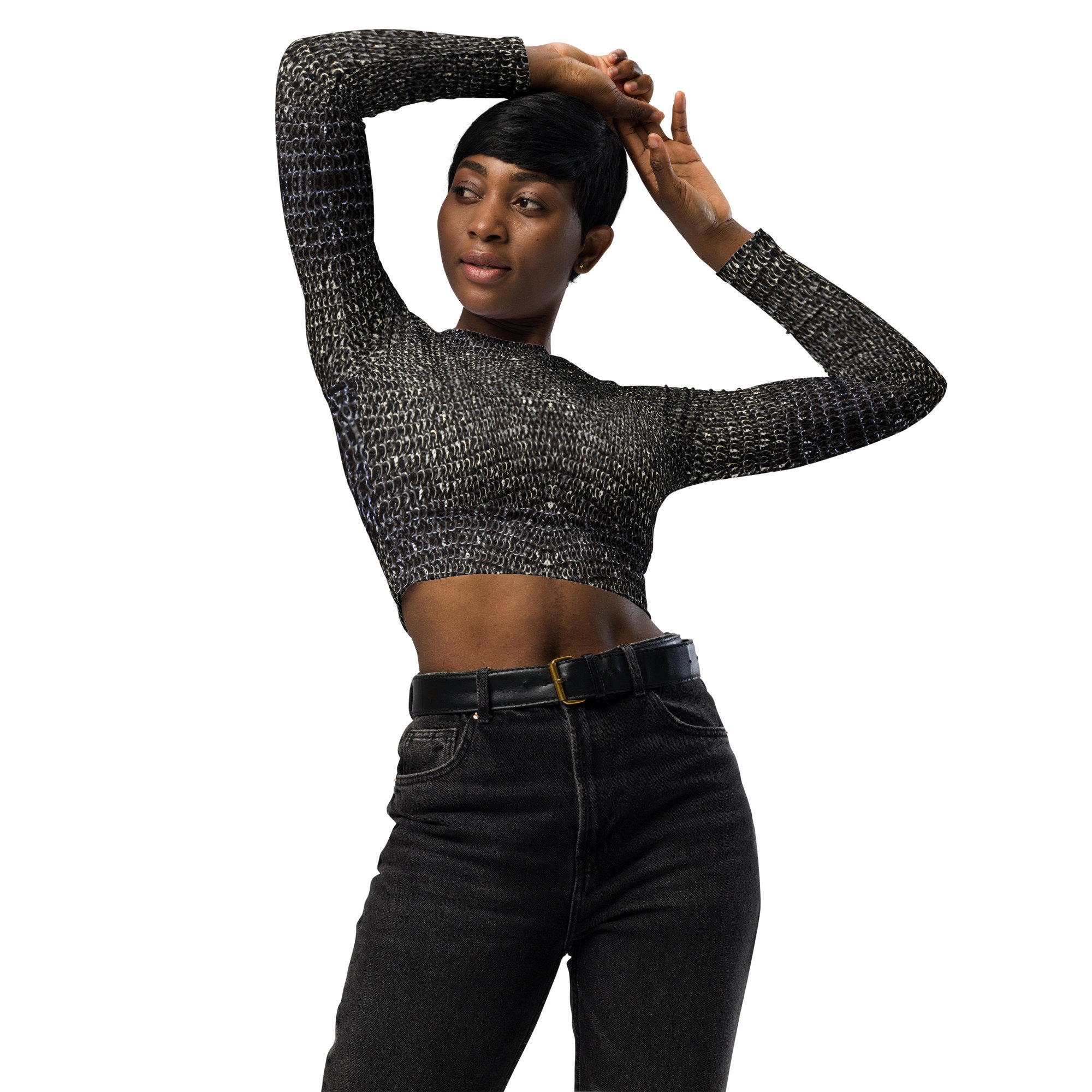 Chainmail Recycled Long-sleeve Crop Top | Medieval Armor Long-sleeve ...