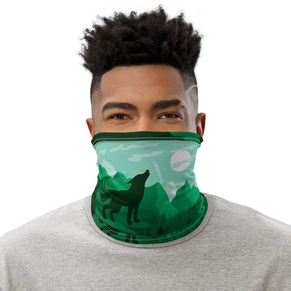 Wild Wolf Moon Wilderness Face Mask Wolf and Moon Cloth Face Mask ...