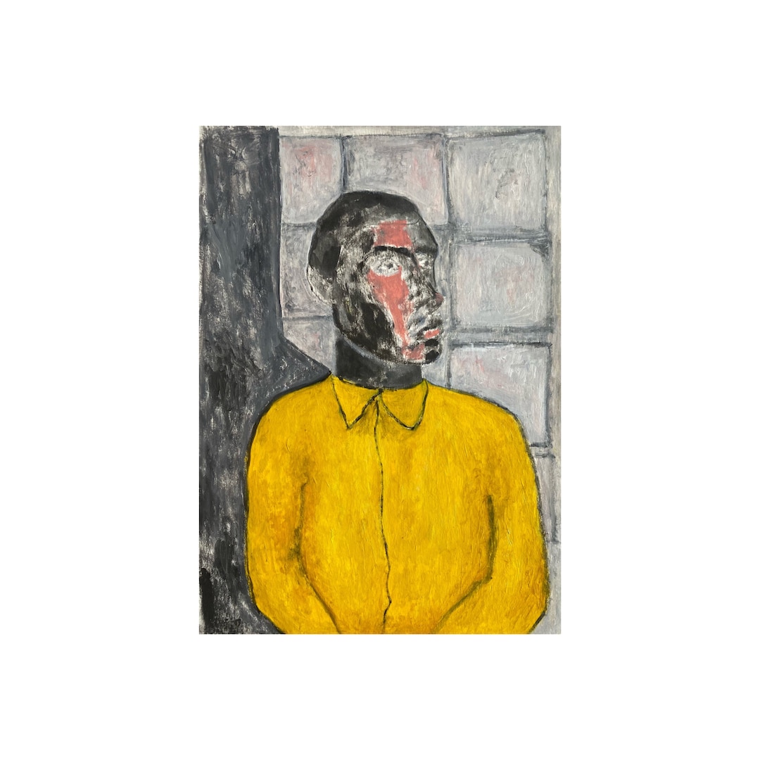 Man in Yellow Shirt - Original Oil Painting on Paper - Etsy