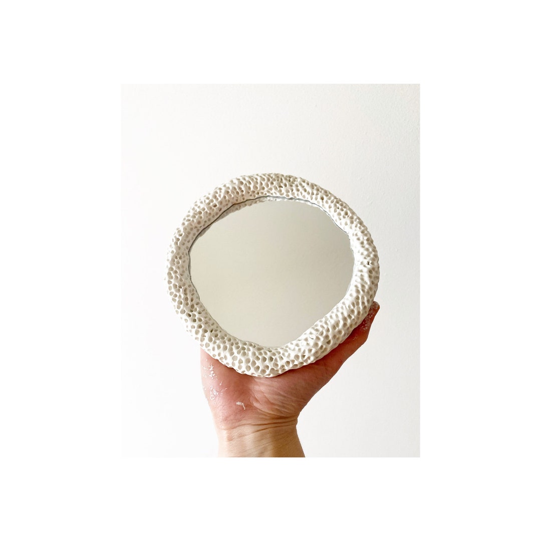 Raw Textured White Clay Sculpture Mirror - Etsy
