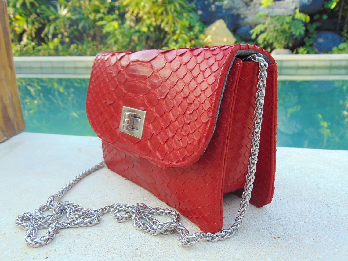 Genuine python bag snakeskin handbag purse real snake skin bag | Etsy