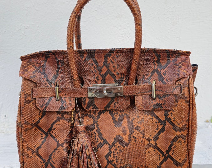 Handmade Genuine Python Snakeskin Shopping Bag Handbag Purse Real Snake ...