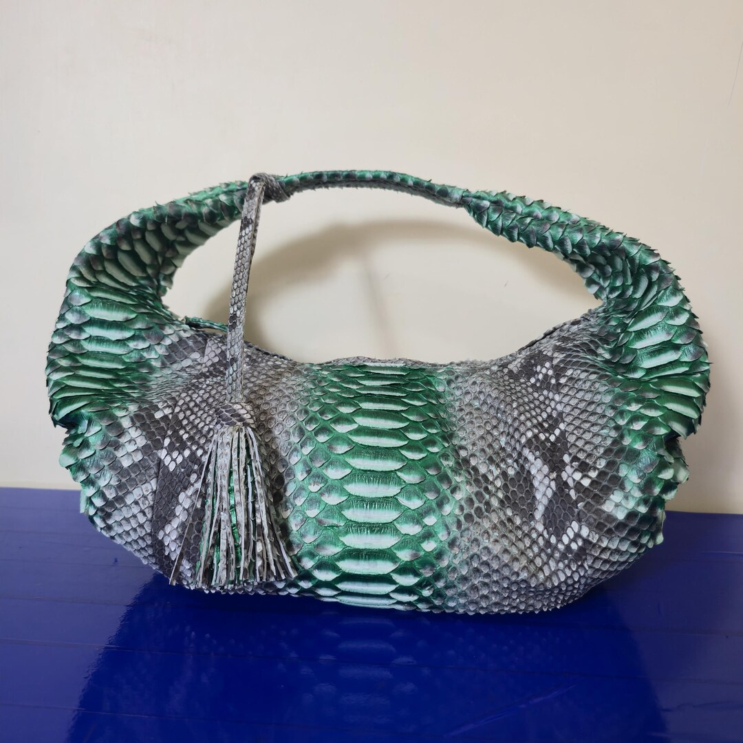 Luxury Python Hobo Bag: Handmade Snakeskin Shoulder Bag With Tassel - Etsy
