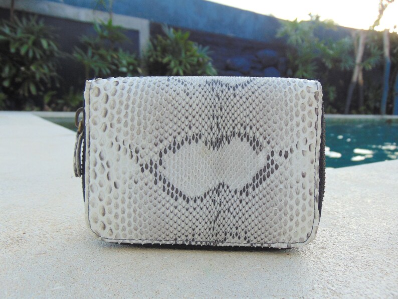 Genuine Python Snakeskin Woman Double Zipper Card Wallet Real - Etsy