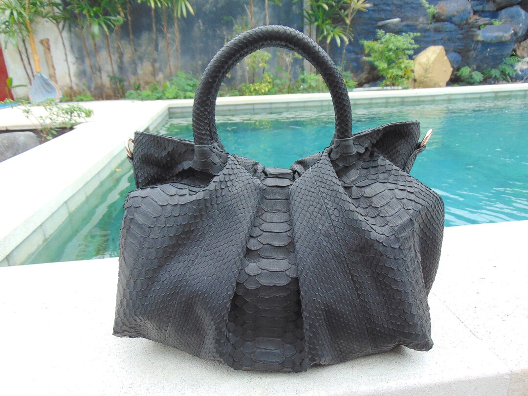 Black Bag, Black Purse, Black Handbag, Python Bag, Snakeskin Purse ...