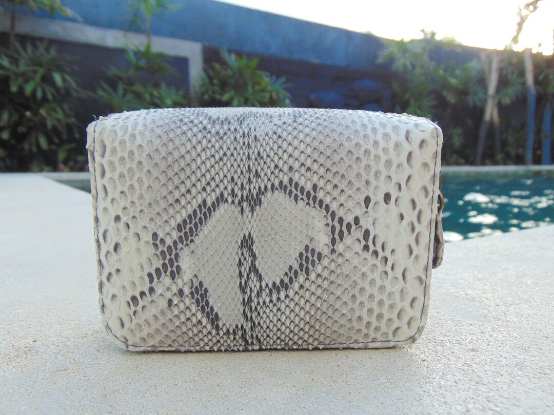 Genuine Python Snakeskin Woman Double Zipper Card Wallet Real - Etsy