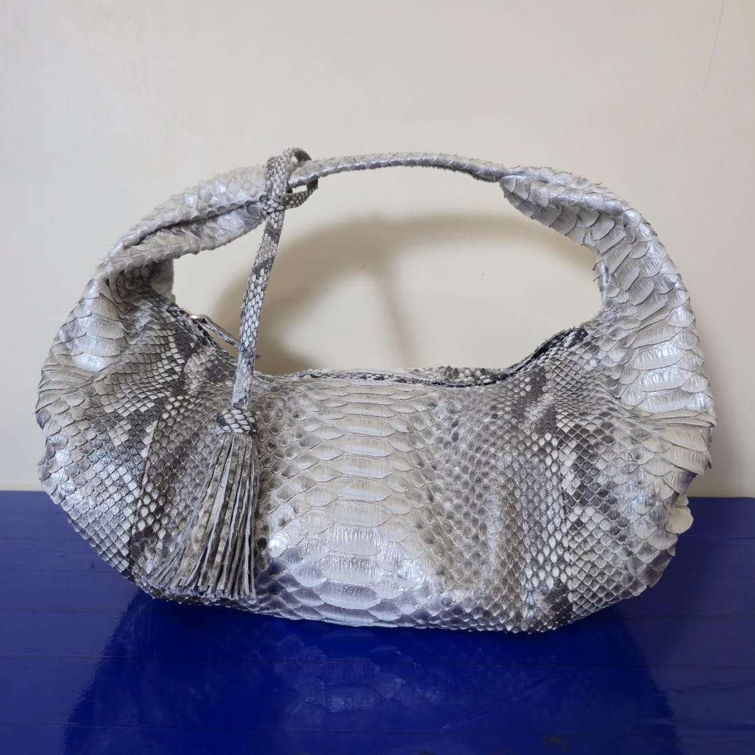 Handmade Python Hobo Bag: Exotic Snakeskin Leather Shoulder Bag With ...