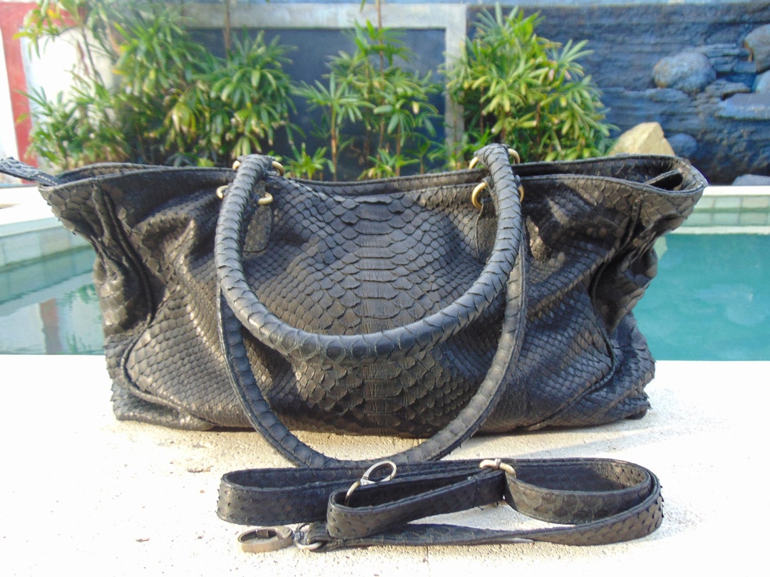 Black Bag, Black Purse, Black Handbag, Python Bag, Snakeskin Purse ...