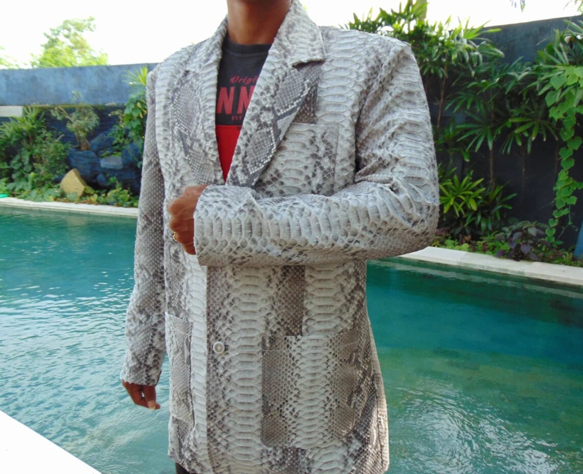 Exquisite Handcrafted Men's Blazer Custom-made From Genuine Python ...