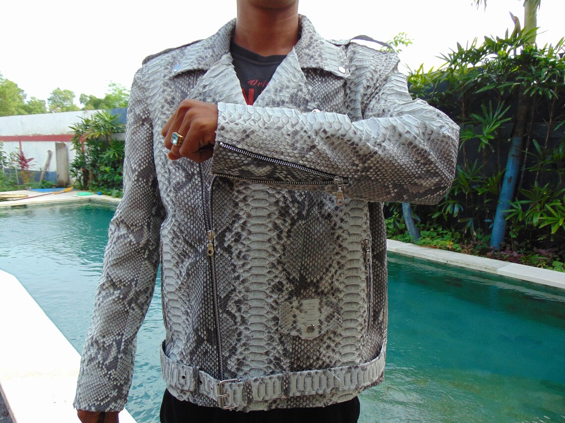 Genuine Snake Skin Handmade Men Motorbike Jacket Customs Made - Etsy