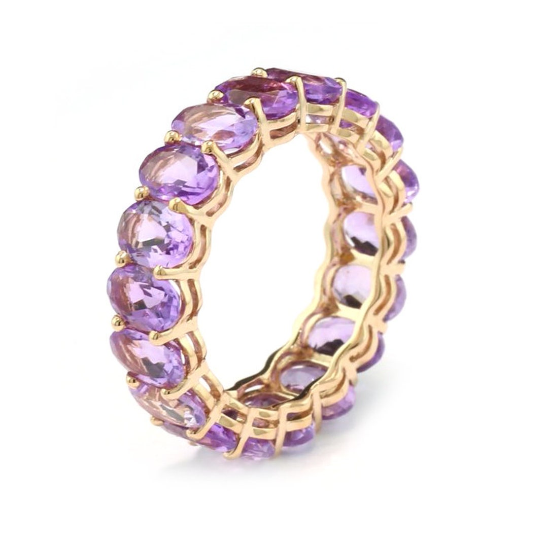 Natural Amethyst 7.50ct Full Eternity Band 14K Rose Gold Amethyst Party ...