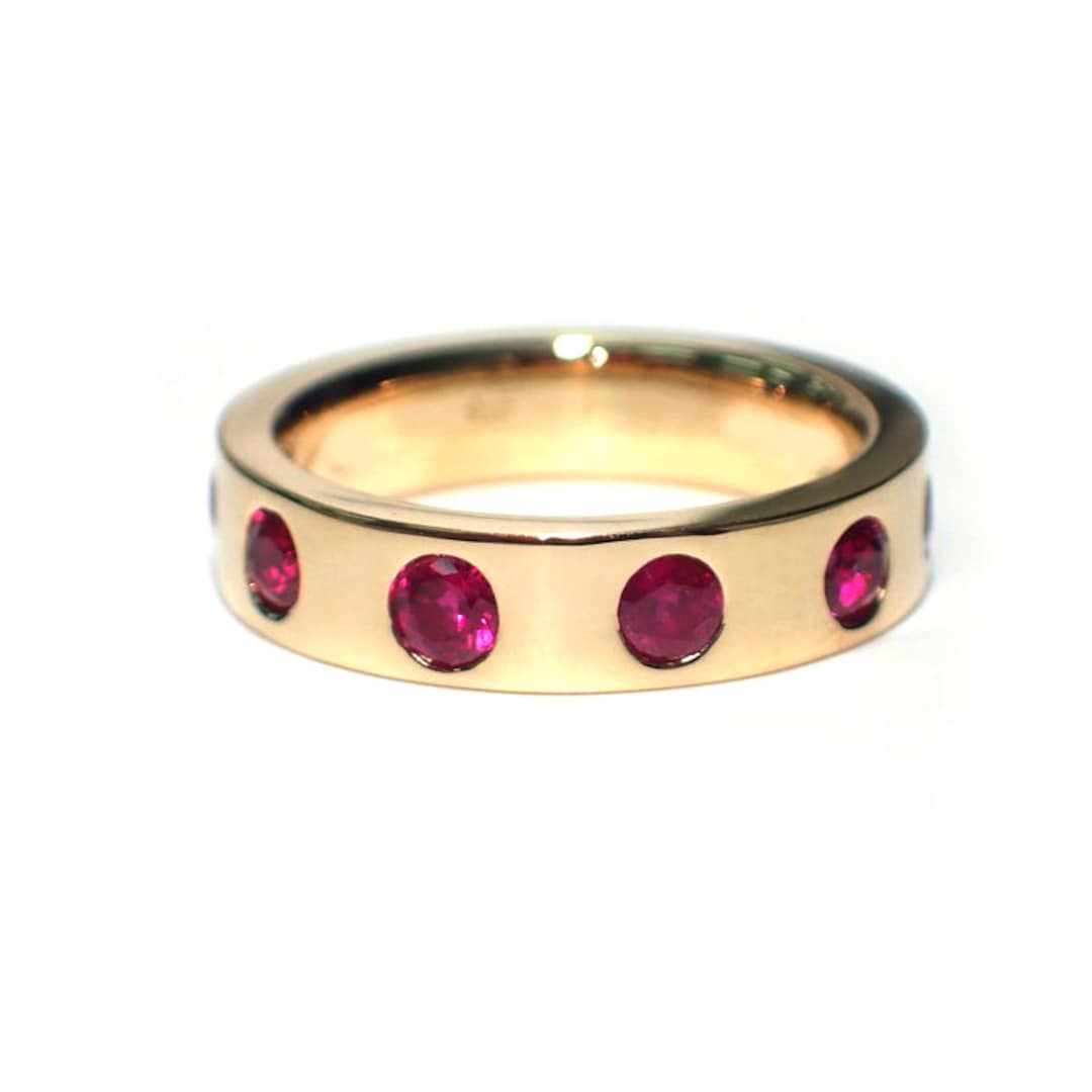 Flush Setting Lab Ruby Eternity Wedding Band Round Ruby Classic Women ...