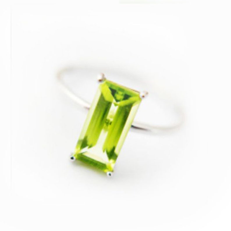 Classic Peridot Baguette Promise Ring 925 Silver Peridot - Etsy