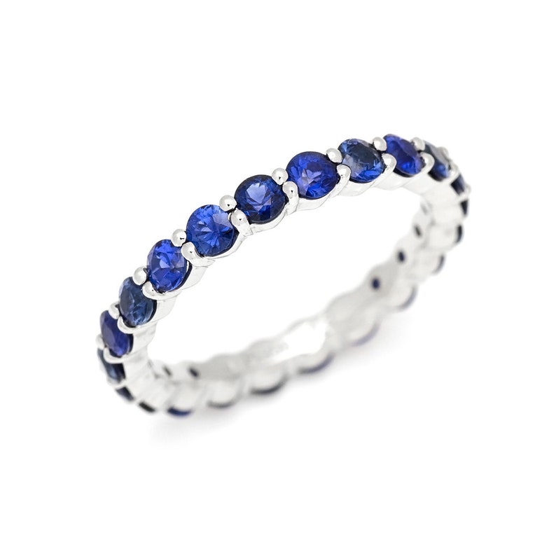 Natural Tanzanite Round Full Eternity Band 925 Silver Round - Etsy