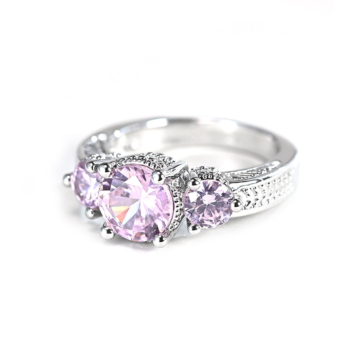 Pink Amethyst Trilogy Ring Amethyst Vintage Engagement Ring - Etsy