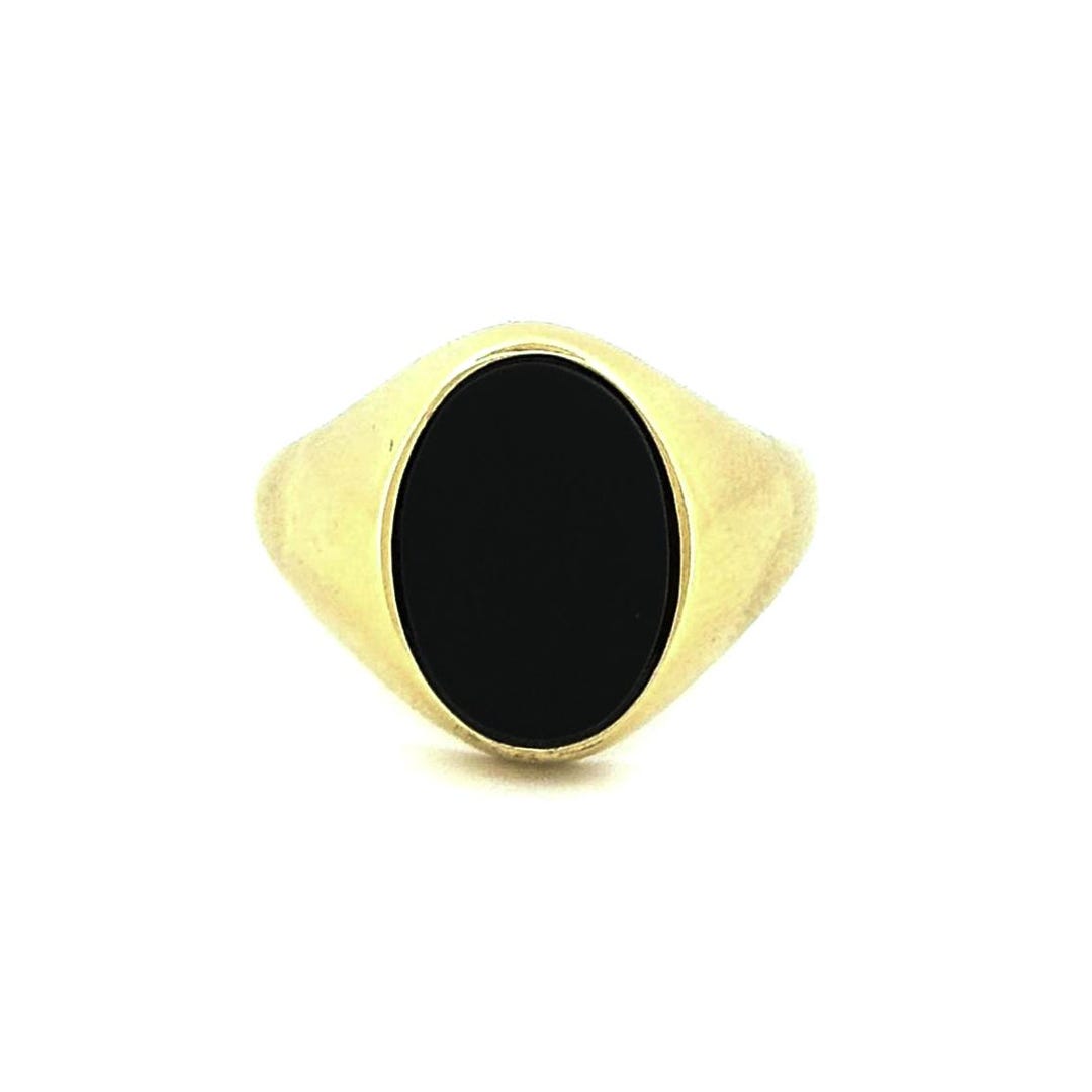 14x10mm Black Onyx Plate Signet Ring 925 Silver Onyx Classic Ceremony ...