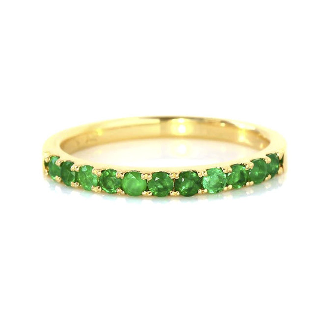 Natural Emerald Eternity Band 9K Gold Emerald Round Wedding Ceremony ...
