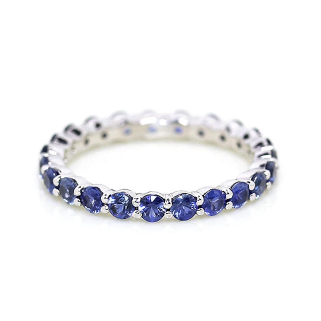 Natural Tanzanite Round Full Eternity Band 925 Silver Round Tanzanite ...