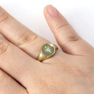 Star Setting Diamond Signet Ring 0.05ct Diamond Solitaire Signet ...