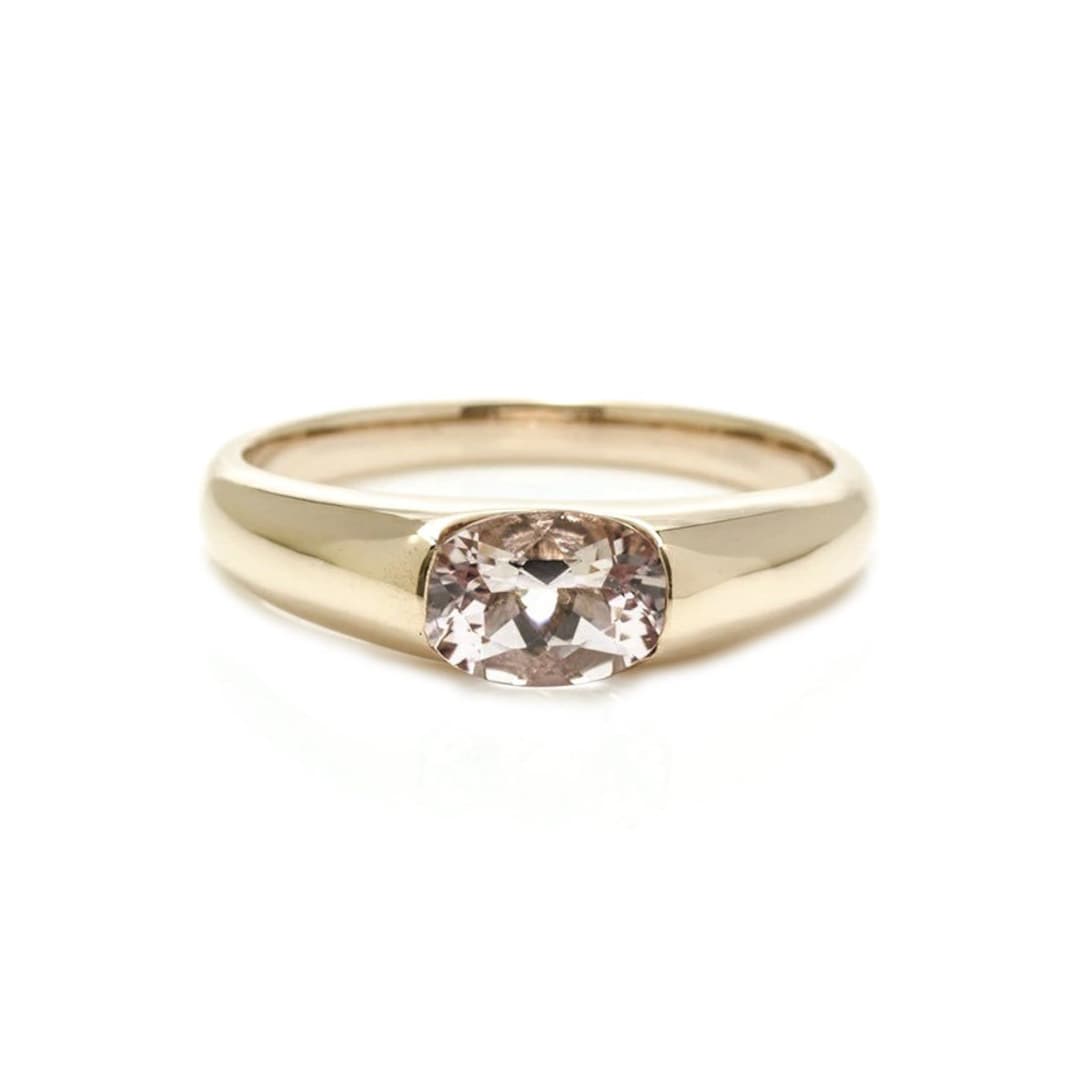 Peach Pink Morganite Solitaire 14K Rose Gold Ring Channel Setting ...