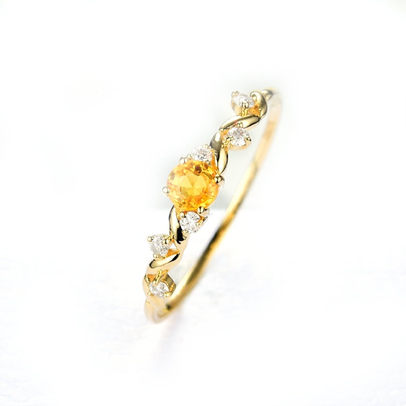 Citrine Solitaire Classic Engagement Ring 14K Yellow Gold | Etsy