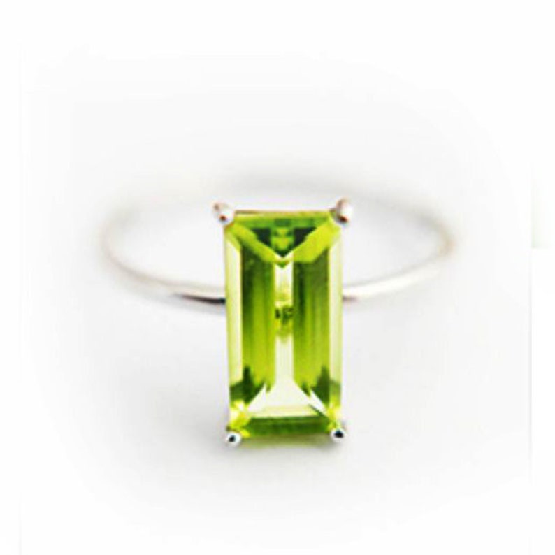 Classic Peridot Baguette Promise Ring 925 Silver Peridot - Etsy
