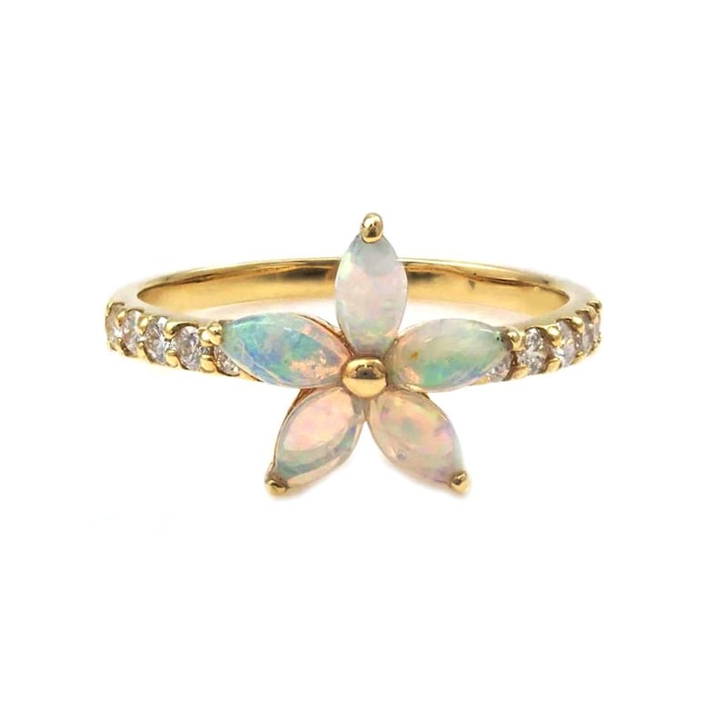 Opal Flower Ring - Etsy
