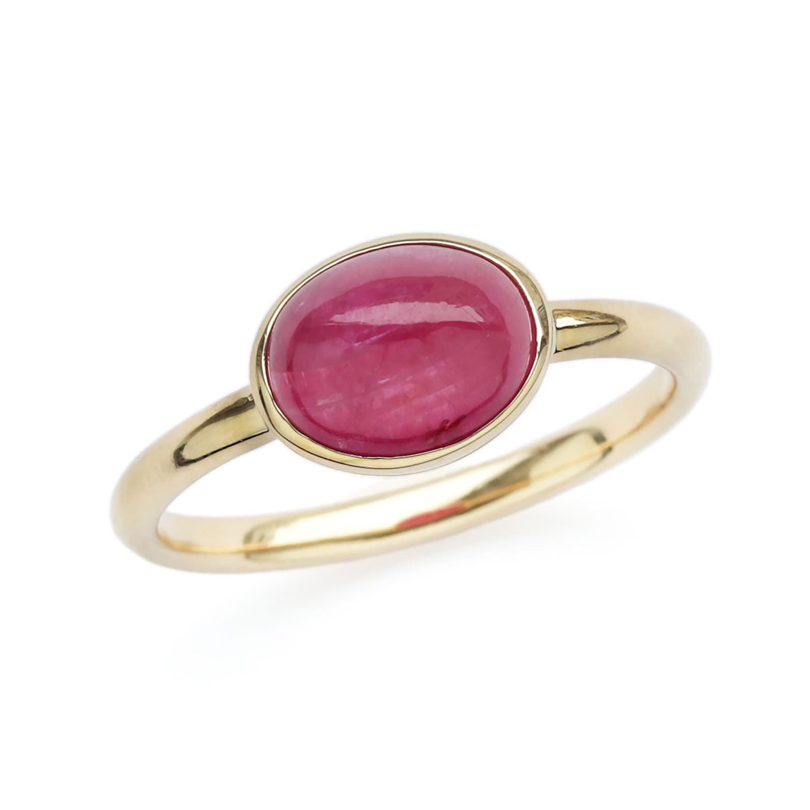 9x7mm Ruby Cabochon Classic Ring Ruby Anniversary Ring Bezel Set Ruby ...